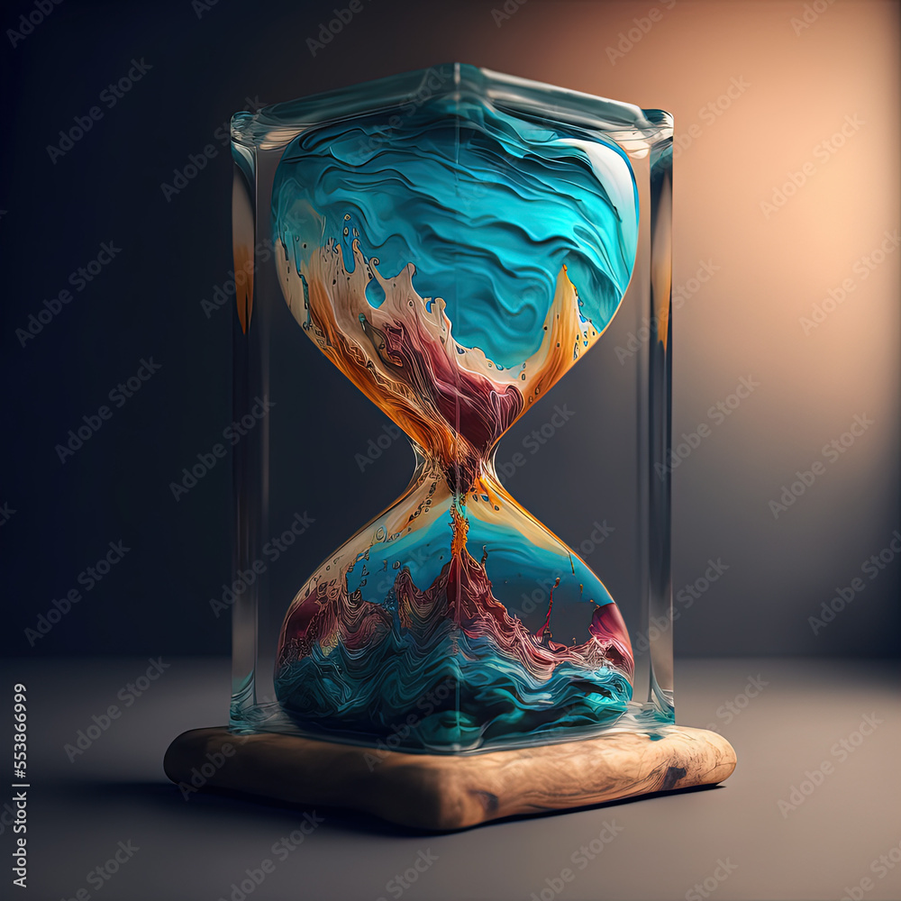 Hourglass filled with Acrylic Pour Paint | Midjourney Ai Generated ...
