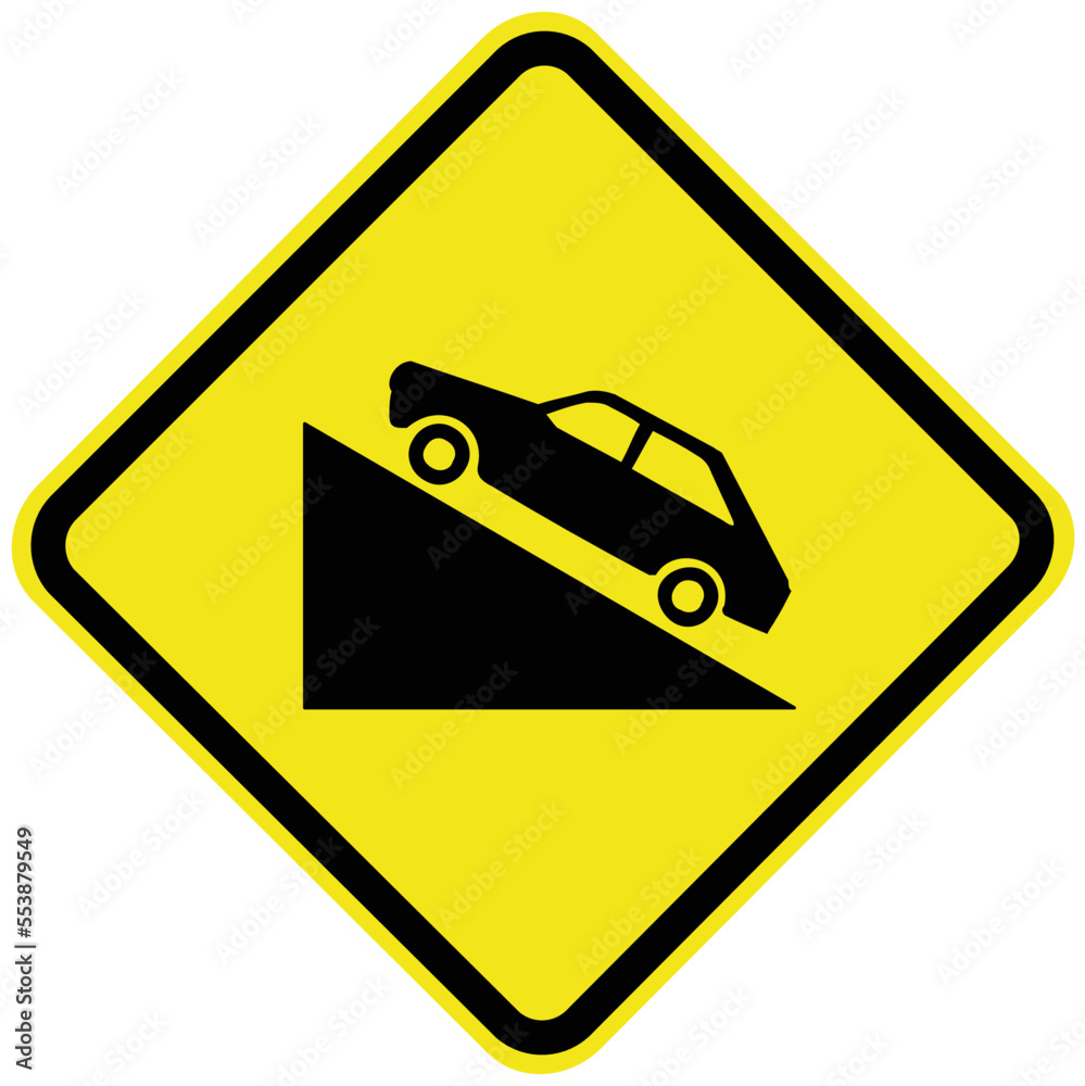 Aclive acentuado - Sinais de trânsito usados no Brasil. É a Listagem ...