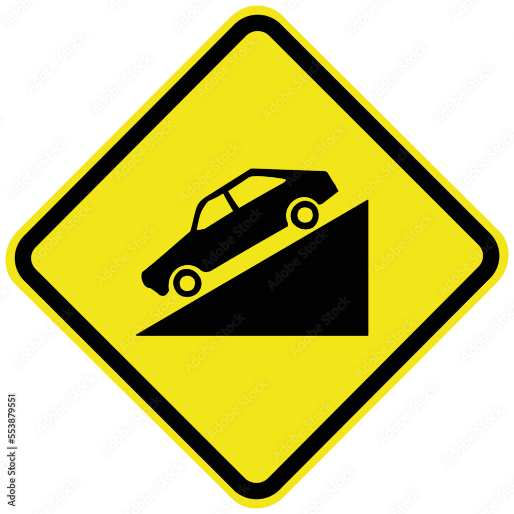 Declive acentuado - Sinais de trânsito usados no Brasil. É a Listagem ...