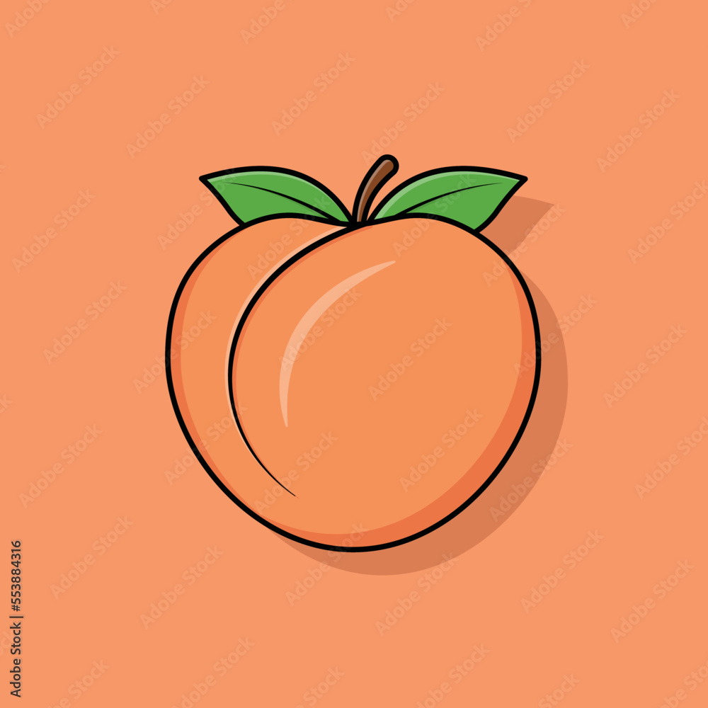 Peach cartoon vector icon illustration. Fruit icon concept isolated ...