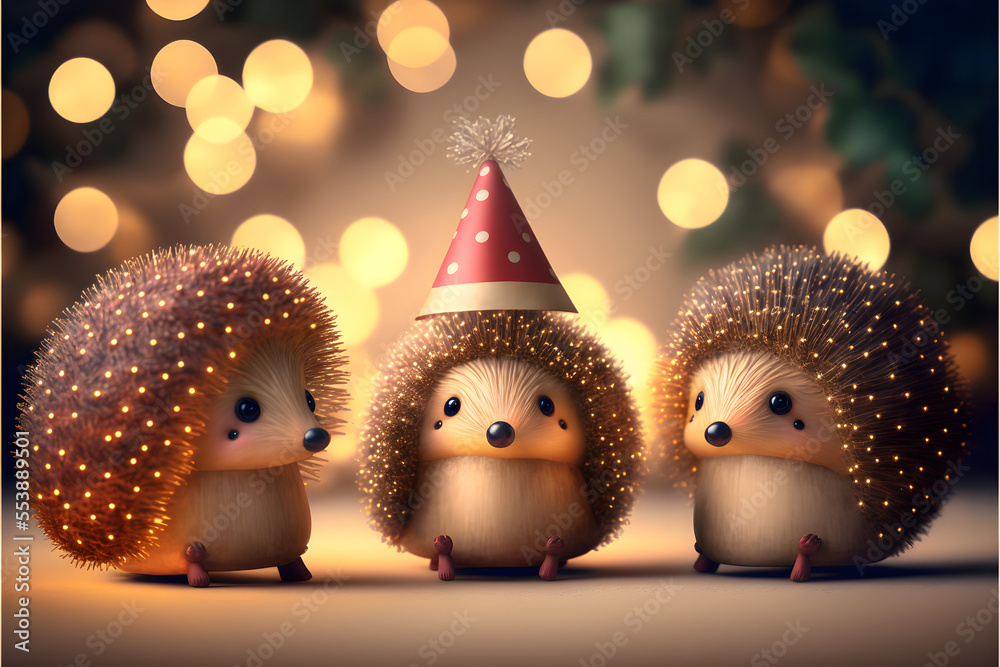 Cute christmas hedgehog Stock Illustration | Adobe Stock