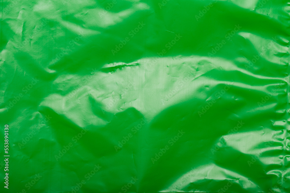 plastic texture green crumpled plastic background texture or overlay ...