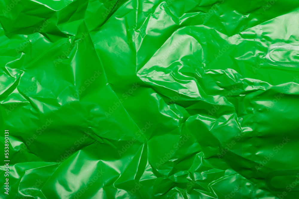 plastic texture green crumpled plastic background texture or overlay ...