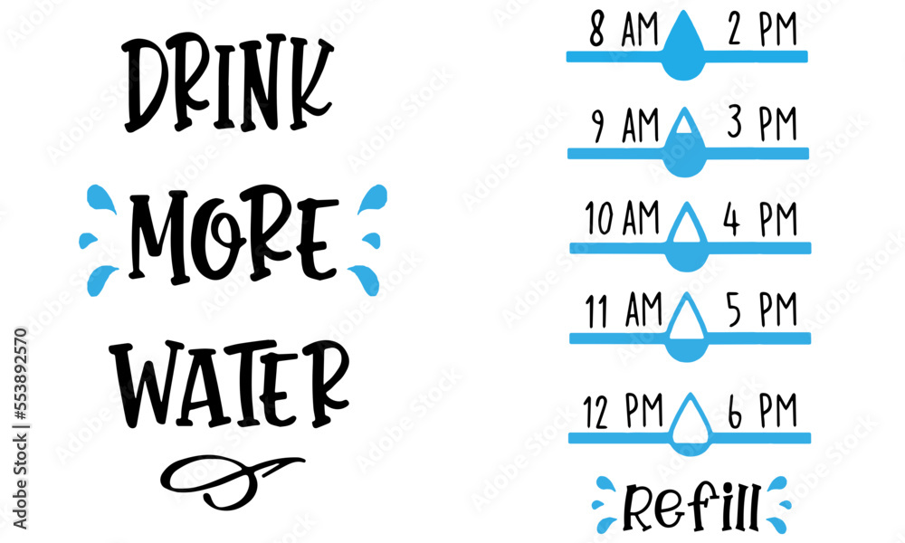 Vettoriale Stock Water Tracker SVG, Water bottle svg, Funny Water Tracker Svg, Drink your water ...