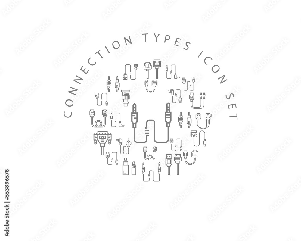 Vector connection types icon set Stock Vector | Adobe Stock