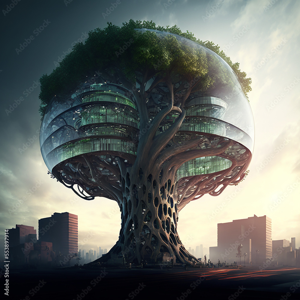 Ai generated futuristic library building. Created using ai generative ...