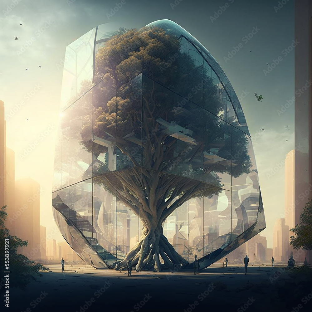 Ai generated futuristic library building. Created using ai generative ...