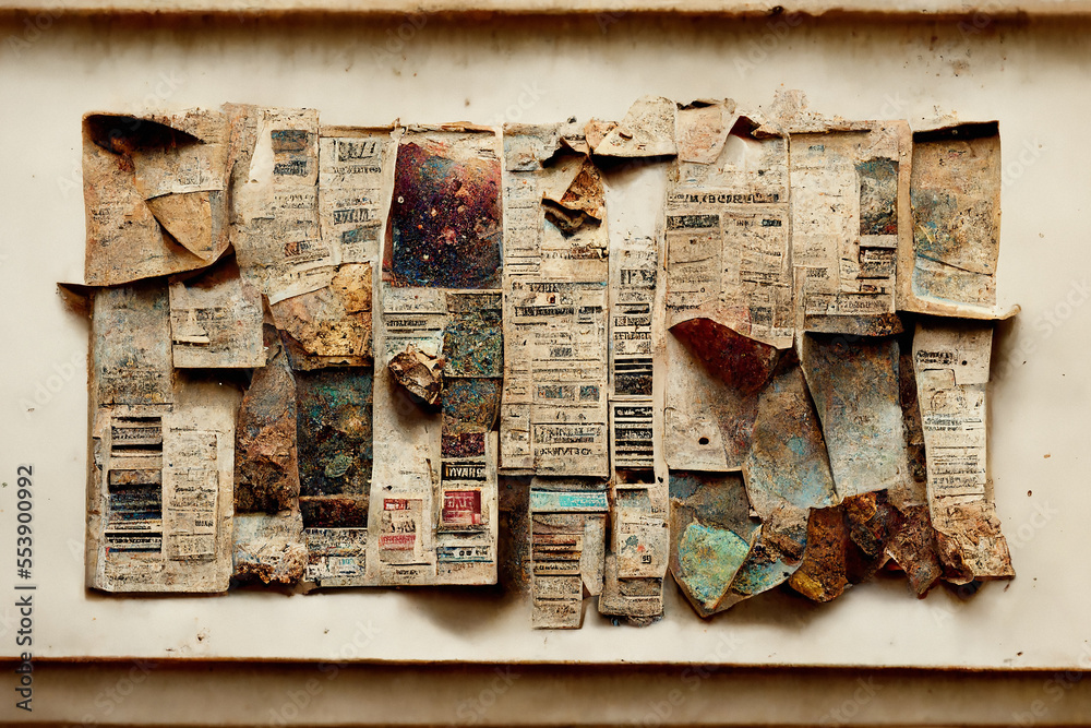 Newspaper Clipping Bulletin Board - Text Undiscernible - Generative AI ...