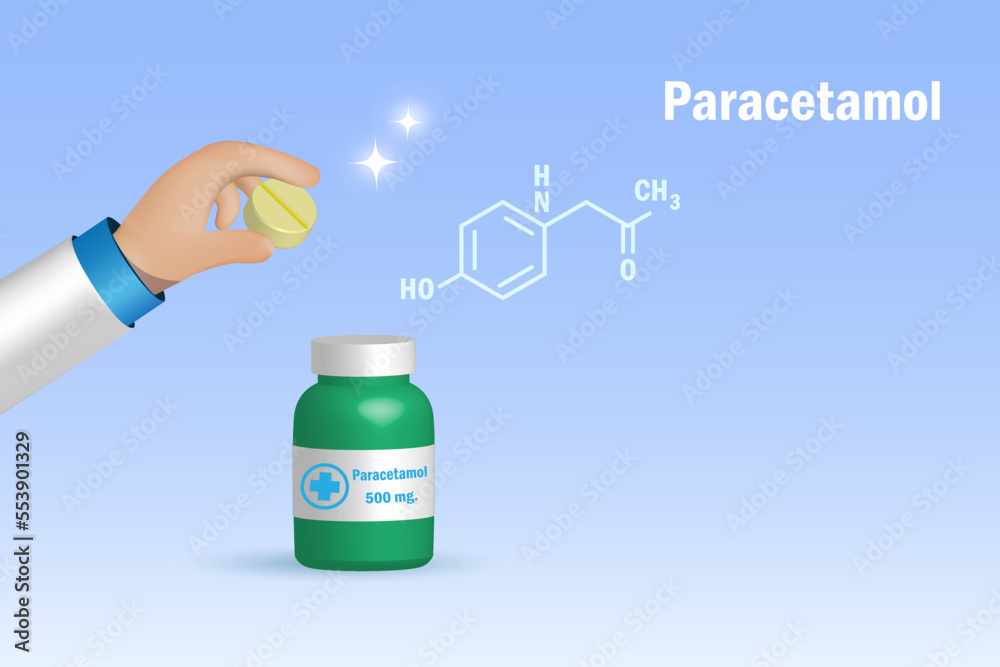 Doctor, pharmacist hand hold paracetamol medicine pill with skeletal ...