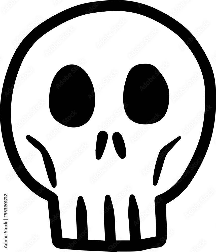 Skeleton skull line art design vector. Hand drawn character symbol ...