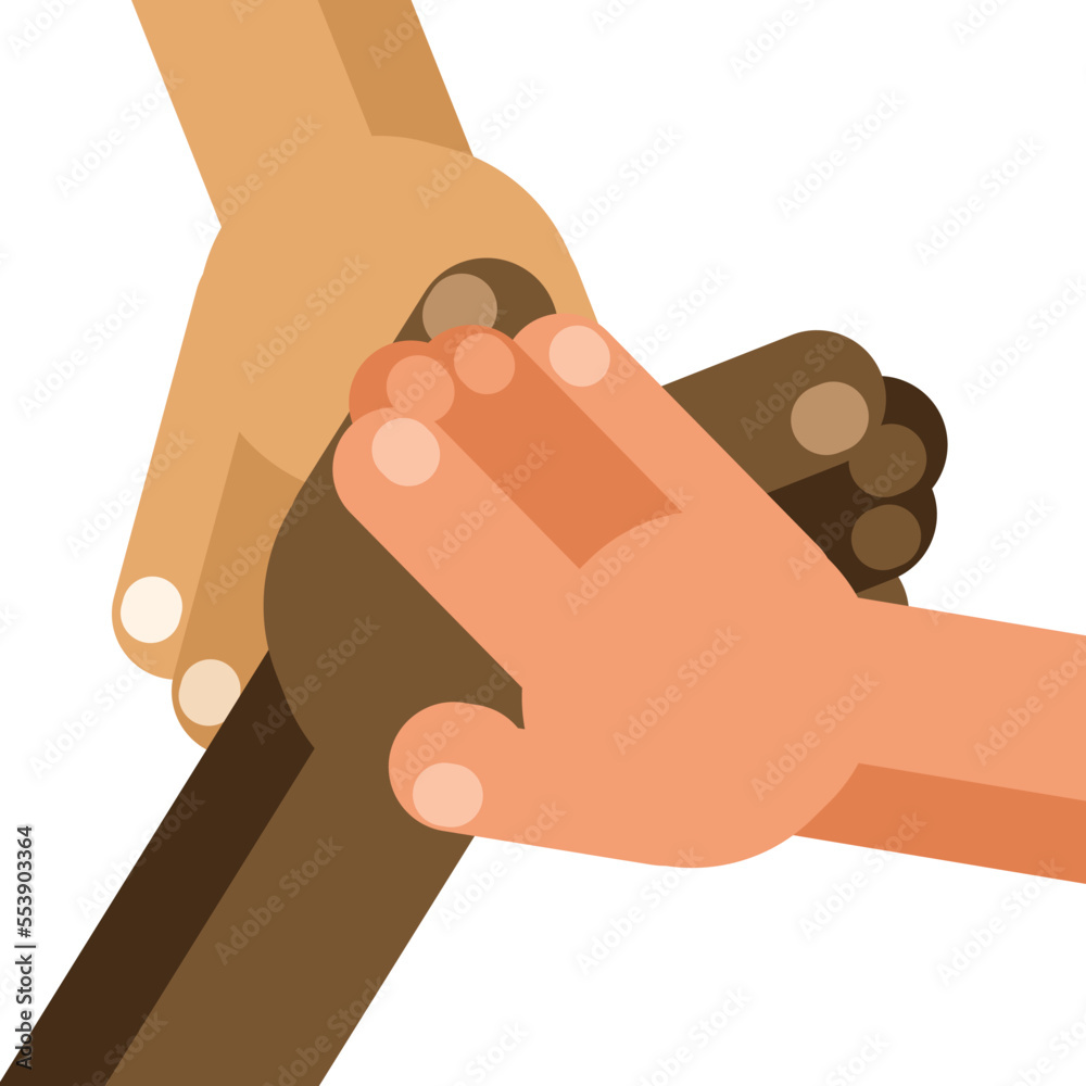Three Hands Put Together As A Symbol Of Friendship, Isolated On ...