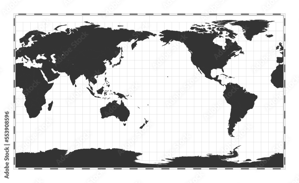 Black And White World Map With Latitude And Longitude