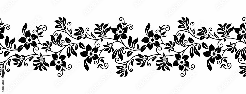 Vector textile floral border design vector de Stock | Adobe Stock