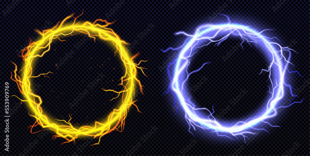 Set of round lightning frames png isolated on transparent background ...