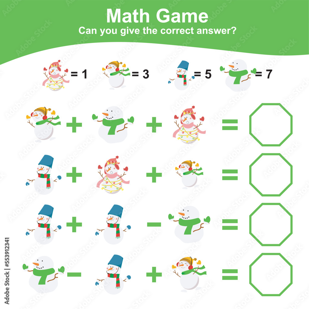 Math game for kids. Counting activity worksheet for children ...