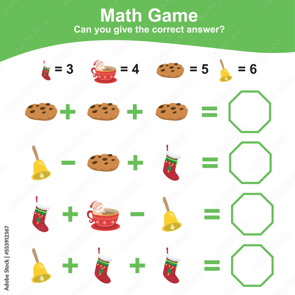 Math game for kids. Counting activity worksheet for children ...