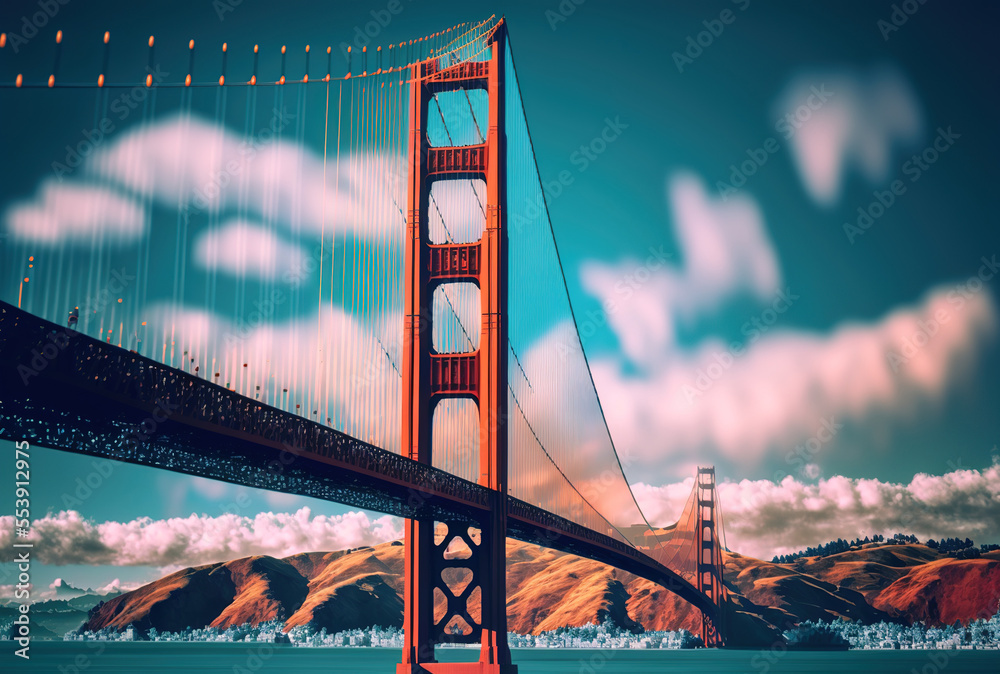 The iconic golden gate bridge view from the south side during the day ...