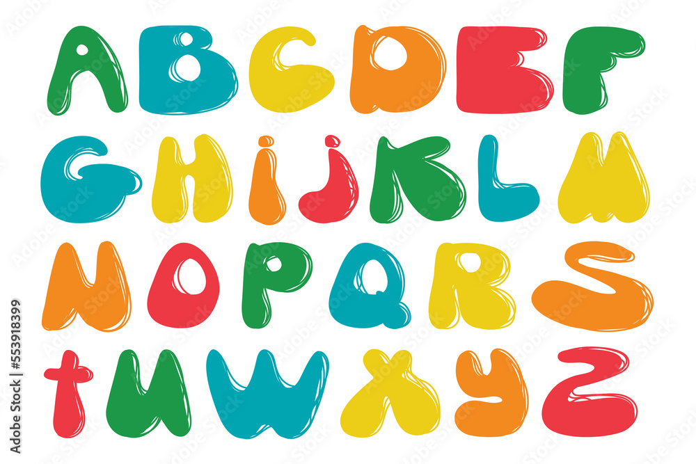 Cute hand drawn alphabet made in vector. Doodle letters for your design ...