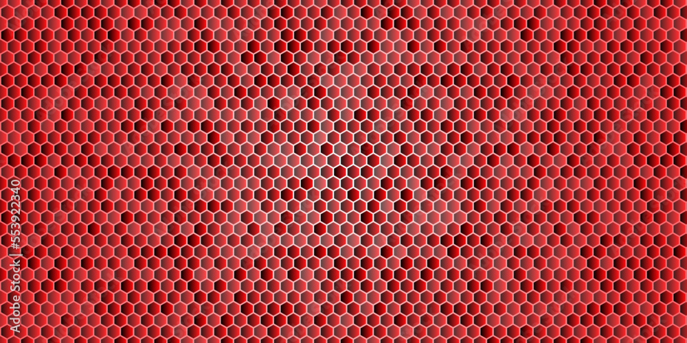 Red beehive background. Honeycomb, bees hive cells pattern. Bee honey ...