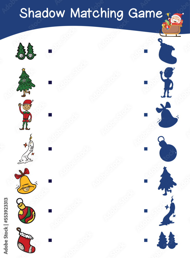 Vetor de Shadow matching game worksheet Educational printable worksheet ...