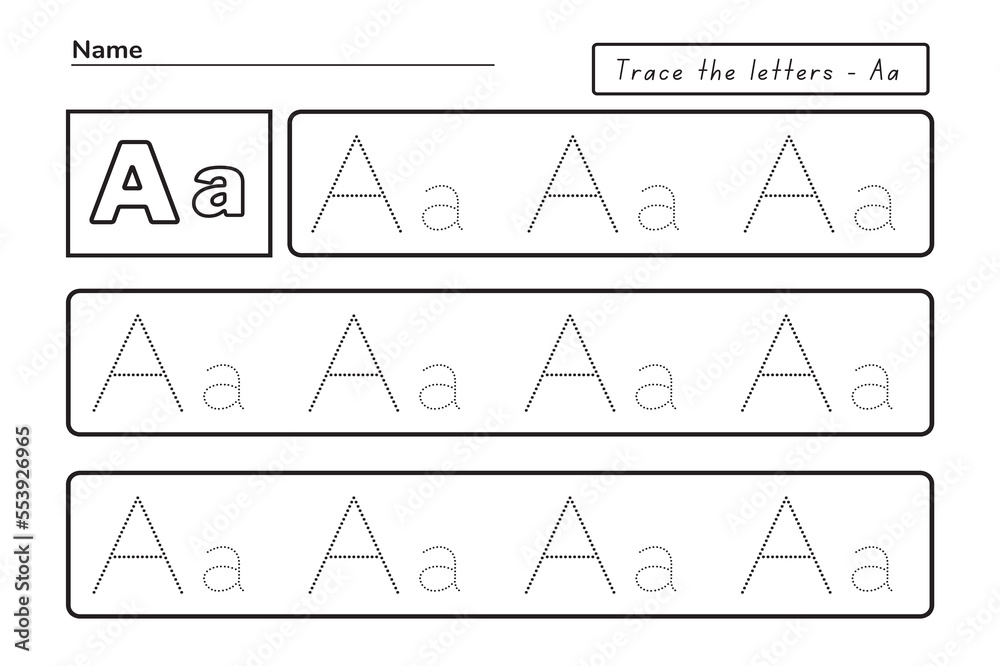 Trace letters a. uppercase and lowercase. Alphabet tracing practice ...