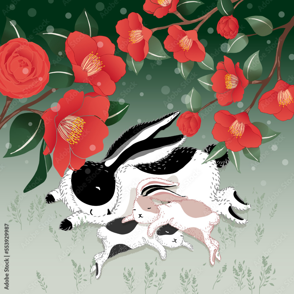 Vector illustration of the Year of the Rabbit in 2023. Happy New Year ...