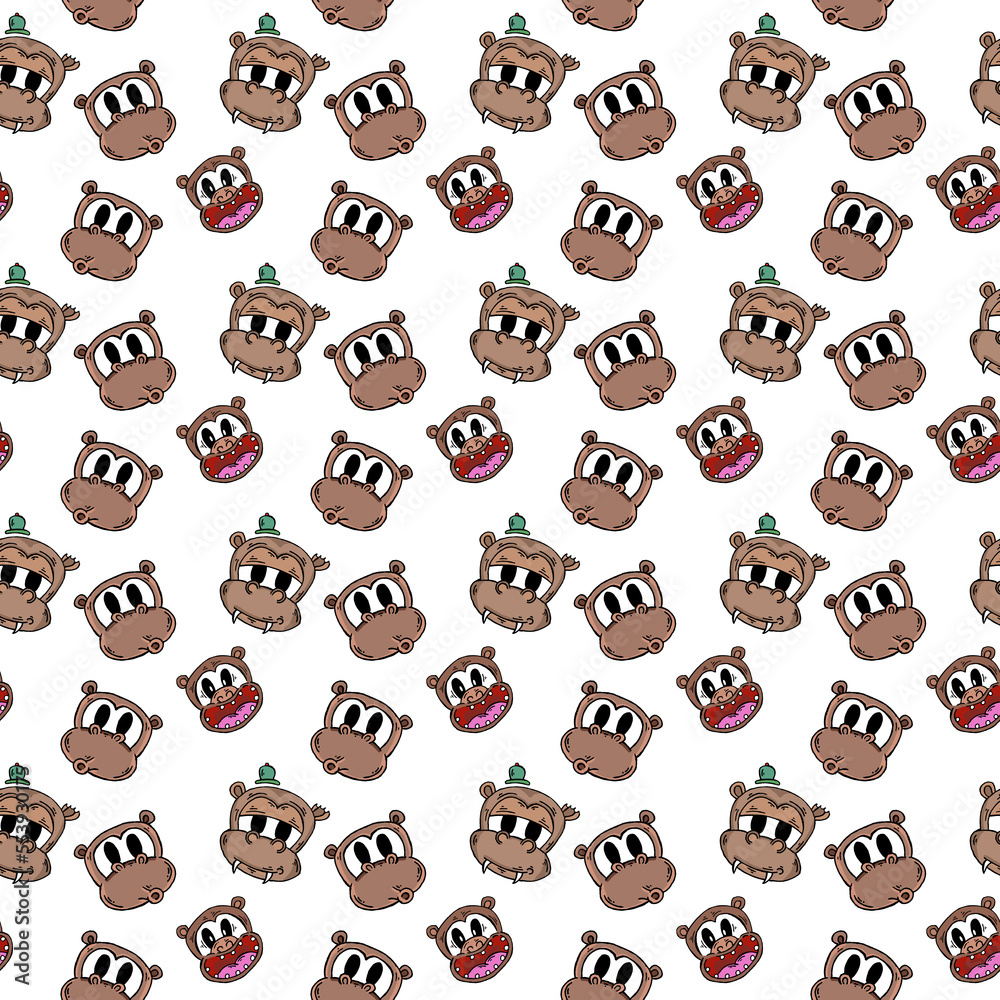 Cartoon Monkey Repeating Pattern Clipart Stock Illustration | Adobe Stock