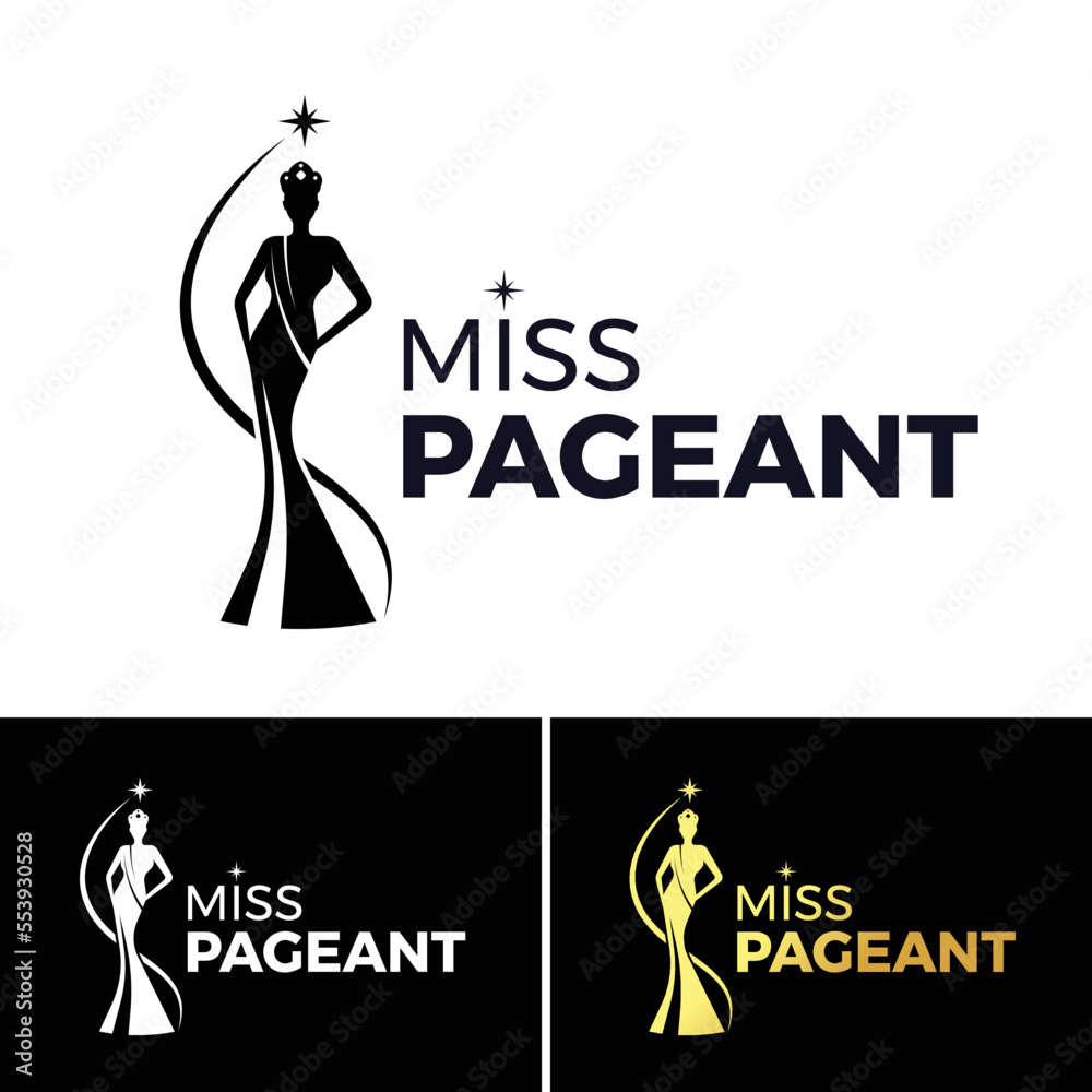 Miss pageant logo - black white and gold The beauty queen pageant ...