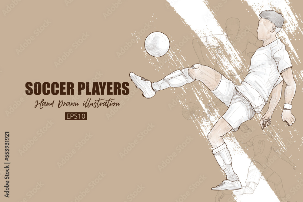 soccer background design. hand drawn vector football player. sport ...
