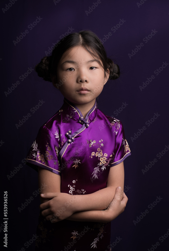 fine art painterly enaisssance studio portrait of asian girl in chinese ...