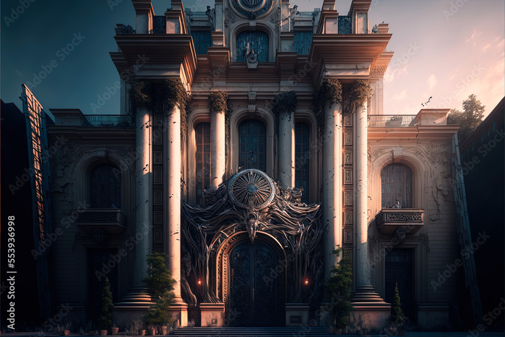 Fantasy eccentric architectural building, concept art. Renaissance ...