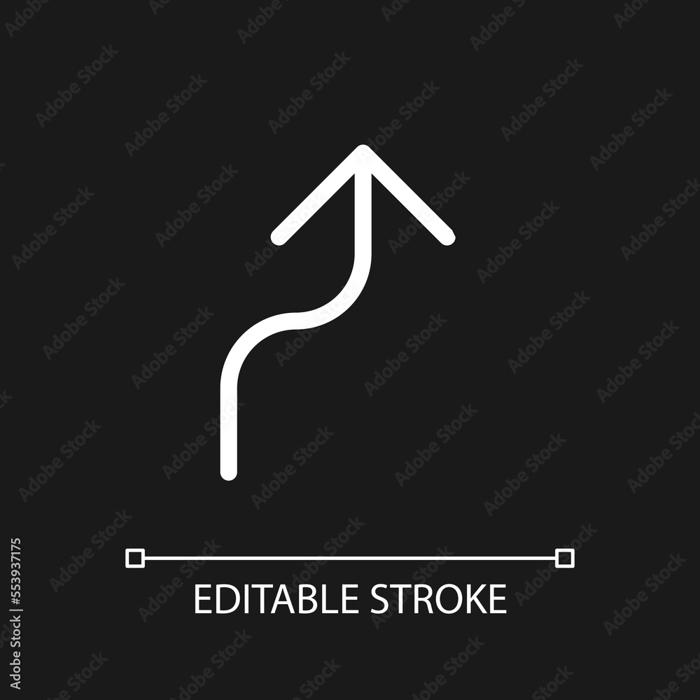 Right reverse turn pixel perfect white linear ui icon for dark theme ...