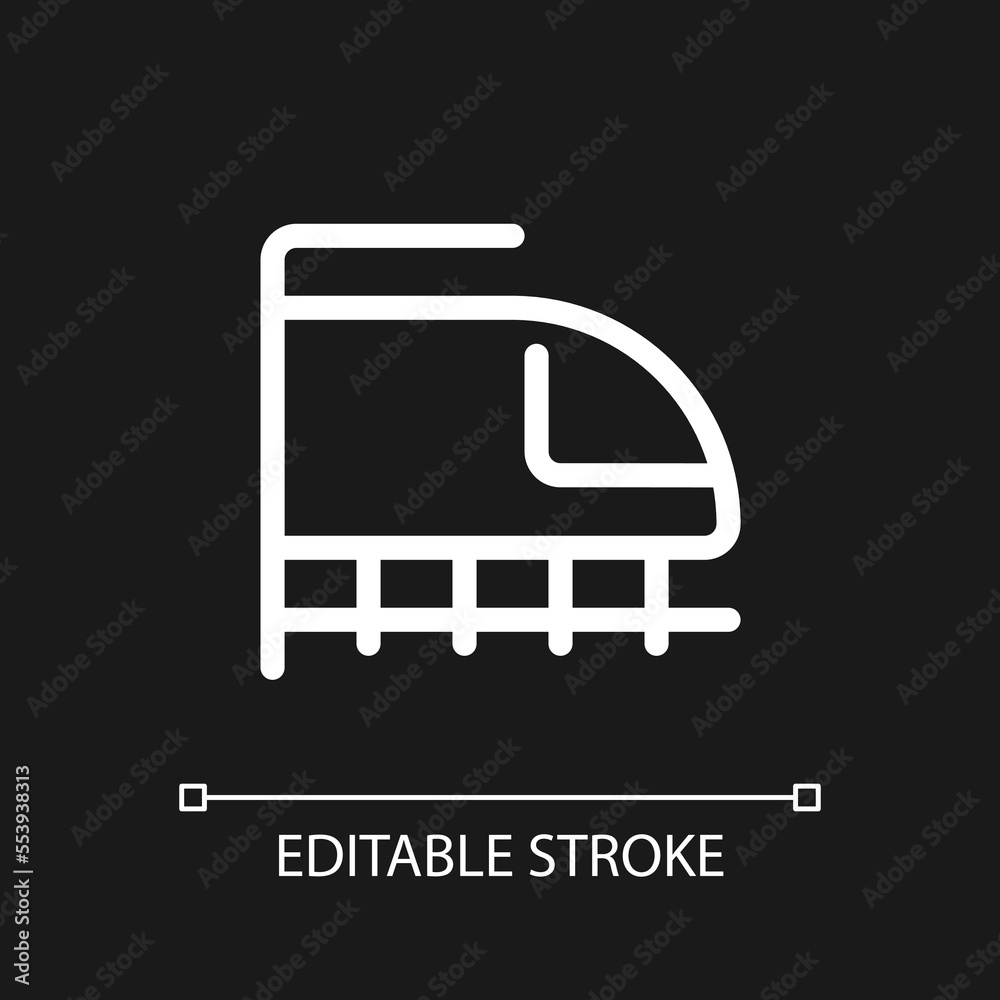 Rail transport pixel perfect white linear ui icon for dark theme. High ...