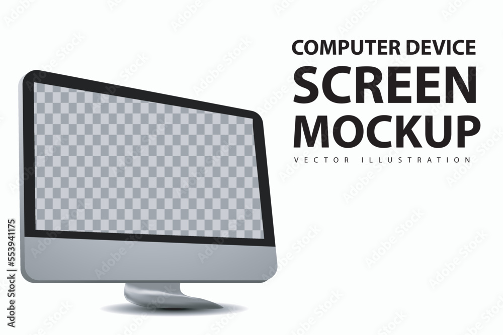 vector Realistic computer device screen mockup Device perspective view ...