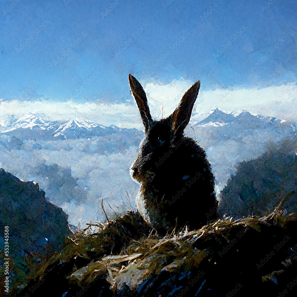 adult rabbit on a mountain in the alps created with Generative AI ...