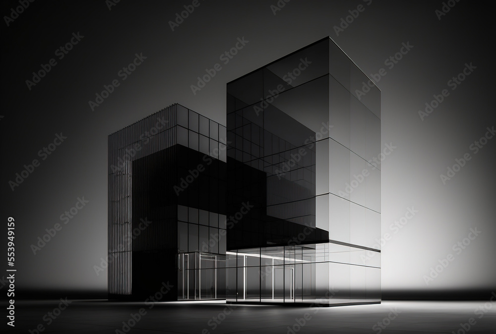architectural glass and black building minimalist in architectural ...