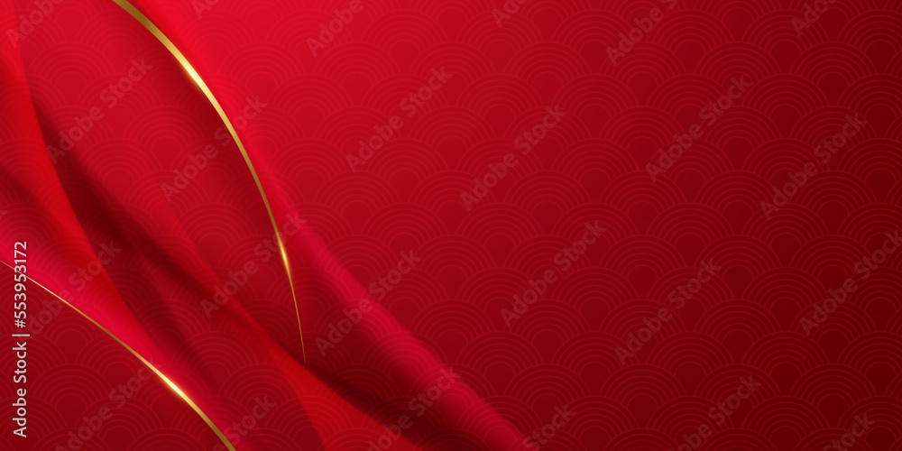 Chinese style red wave pattern background design luxury vector ...