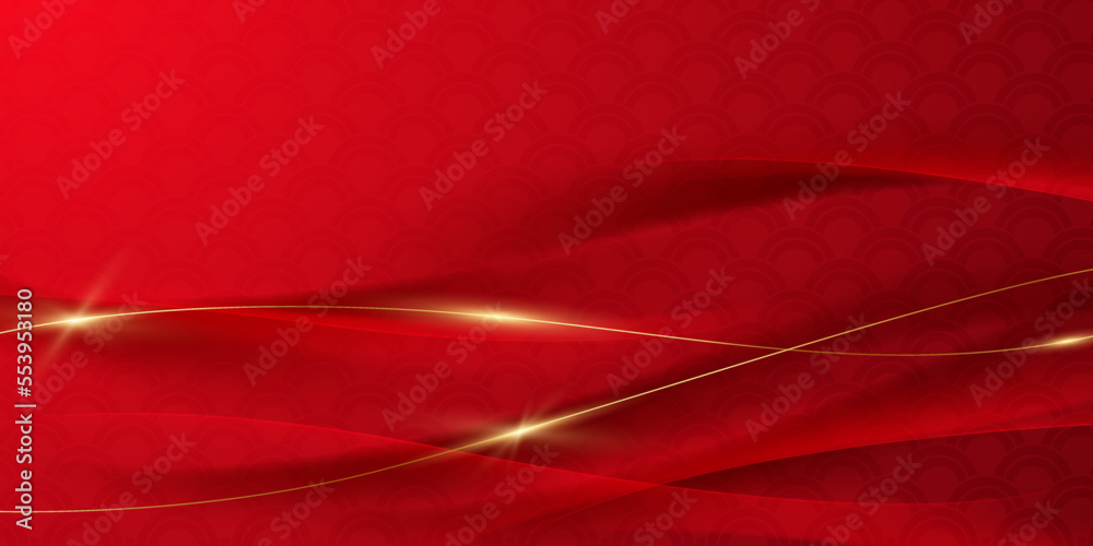 Chinese style red wave pattern background design luxury vector ...