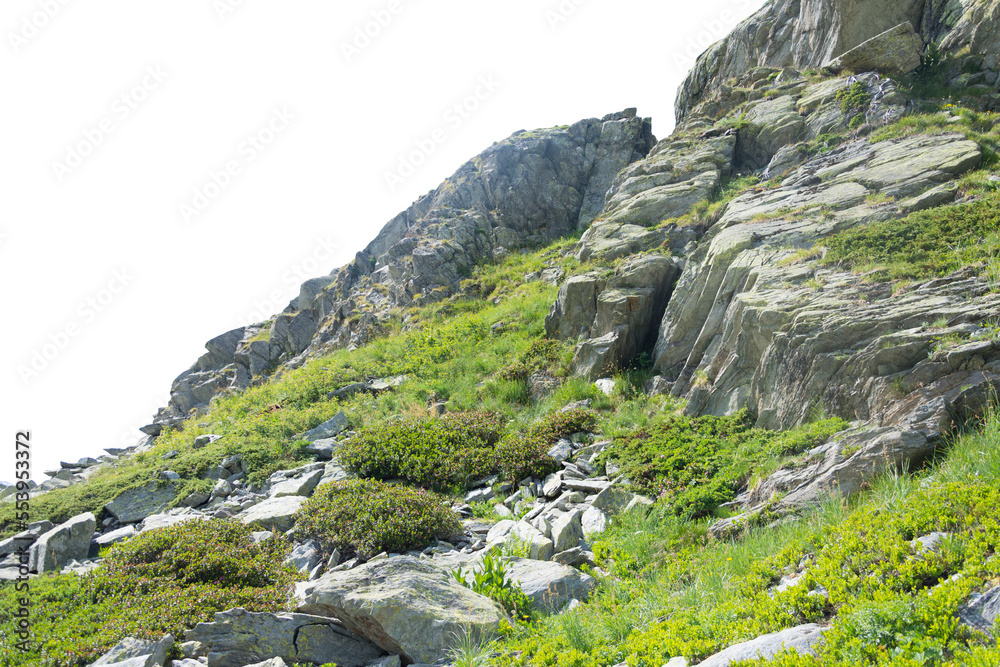Isolated PNG cutout of a mountain in summer in the Alps on a ...