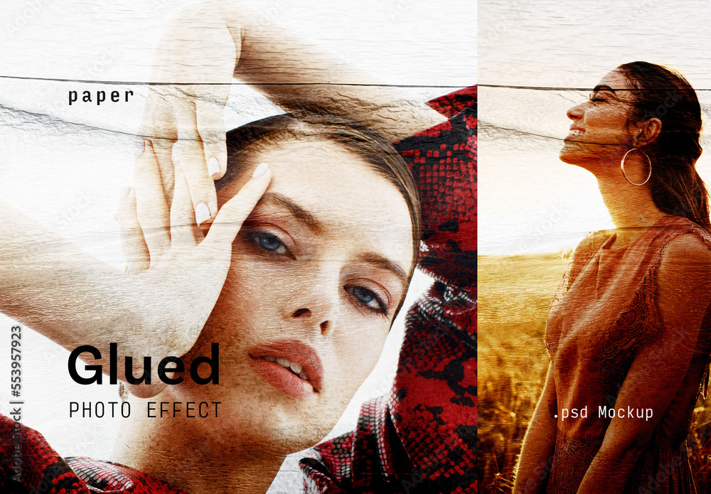 Glued Paper Photo Effect Stock Template | Adobe Stock