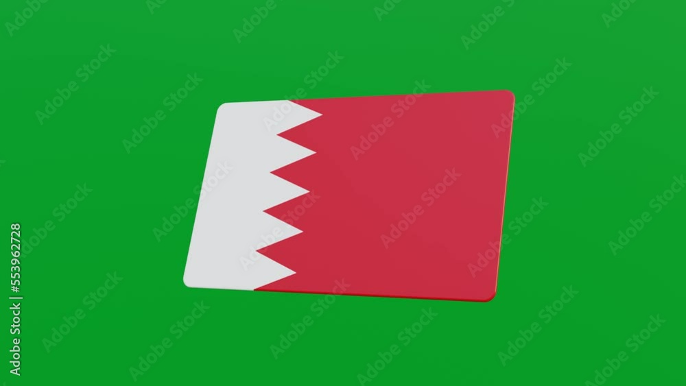 Bahrain Flag card animation on green screen, Spinning 3D Bahrain Flag ...