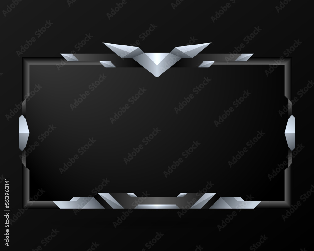 Abstract black and silver live stream overlay game interface screen ...