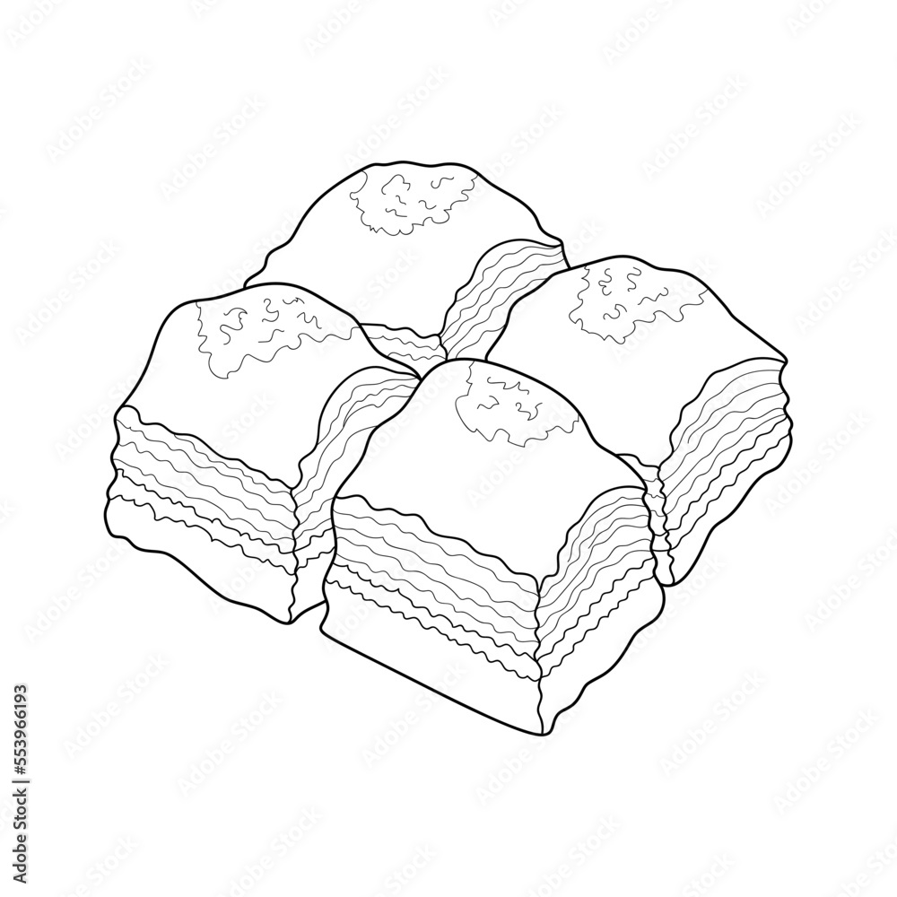 Baklava is a layered pastry dessert. Bulgarian traditional food. Vector ...