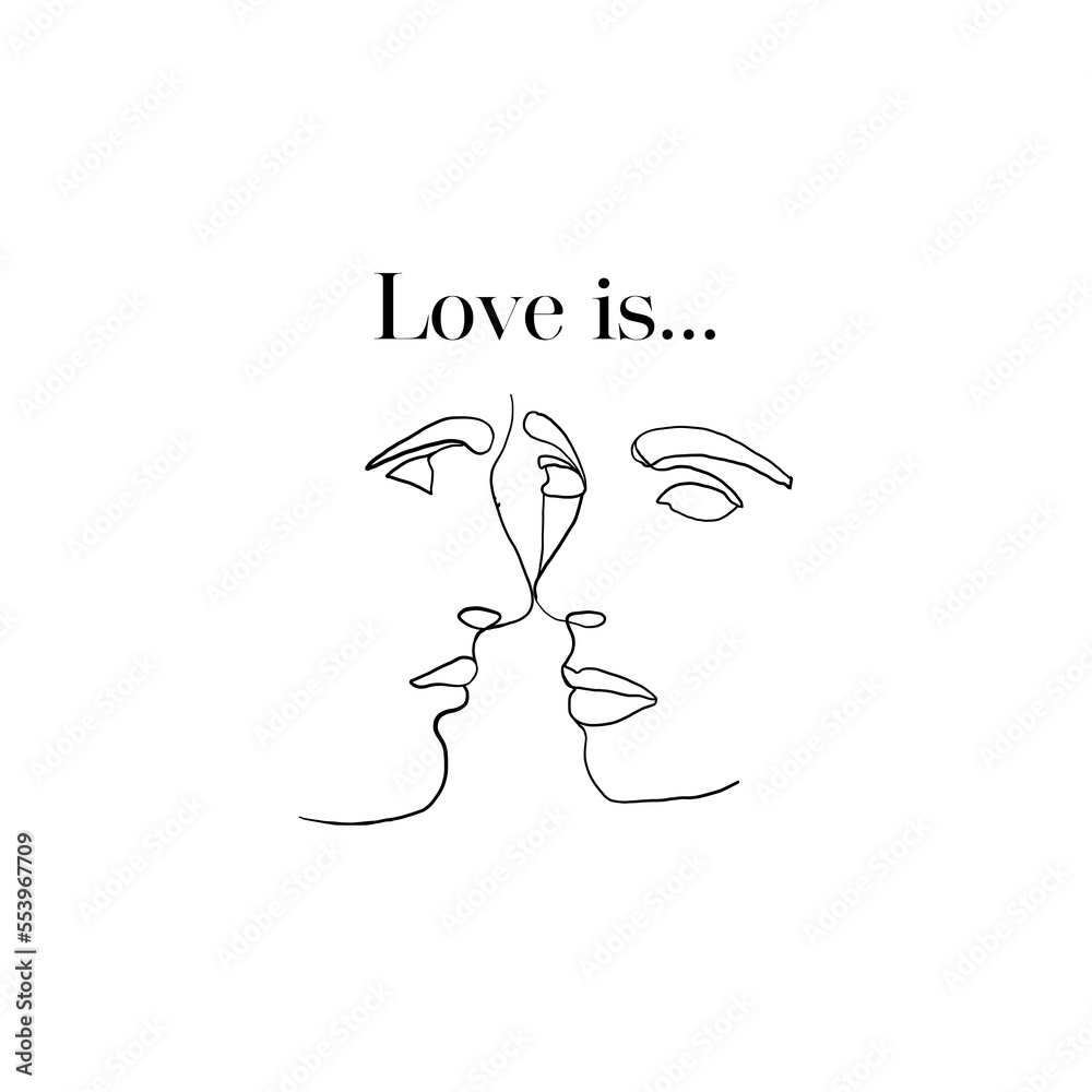 Love is...poster. One Line Art Couple, Line Art Men and woman, Minimal ...