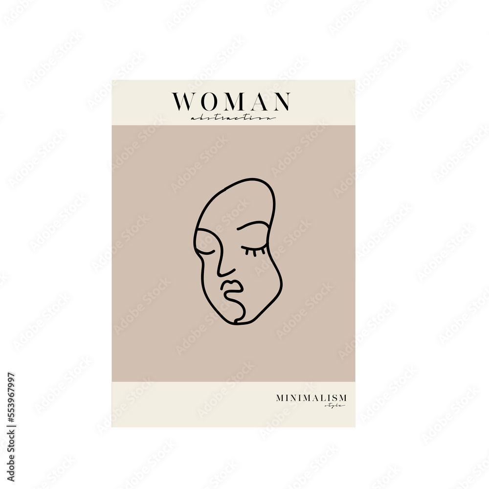 Contemporary abstract linear face drawing in pastel colors. Beauty ...