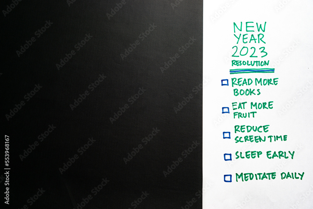 New Year 2023 resolution goals target wish list achievement checklist ...