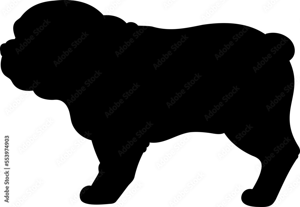 Simple and cute silhouette of English Bulldog in side view Stock Vector ...