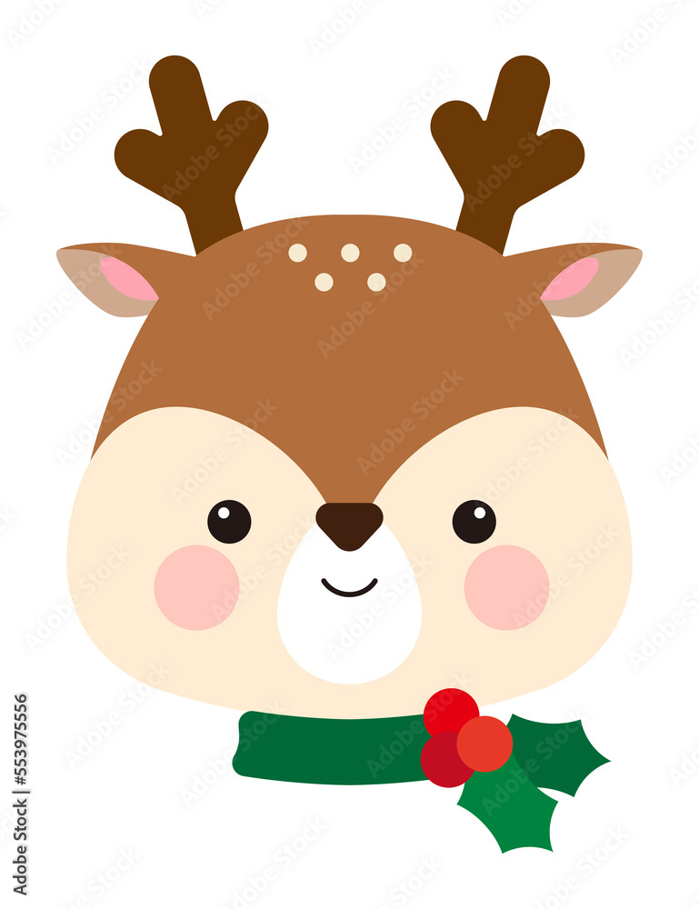Cute rudolph reindeer illustration for christmas concept in winter ...
