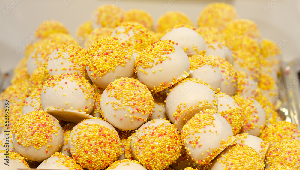Marzipan sweets at hungary traditional christmas market. Typical ...