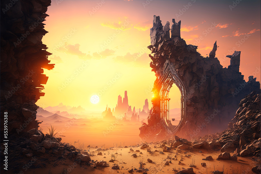 Fairyland post apocalyptic desert landscape, digital concept art ...